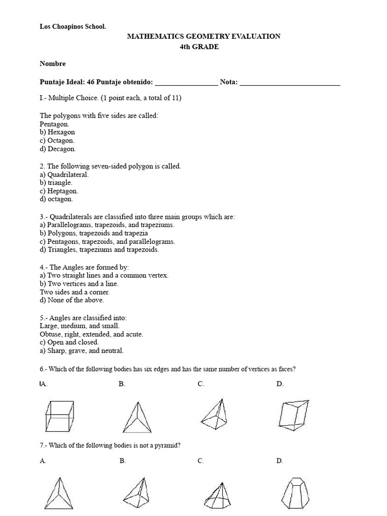 Mathematics Geometry Assessment | PDF | Triangle | Elementary Geometry