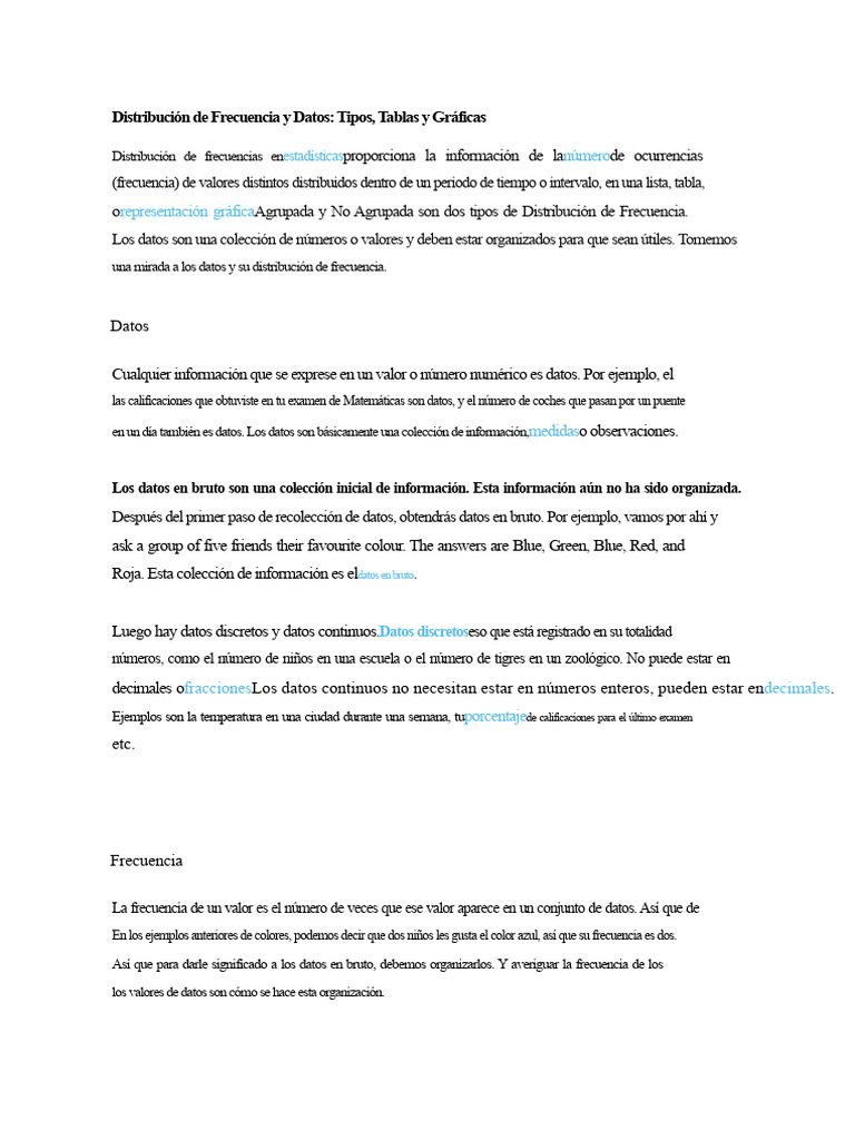Distribución de Frecuencia y Datos | PDF | Frecuencia