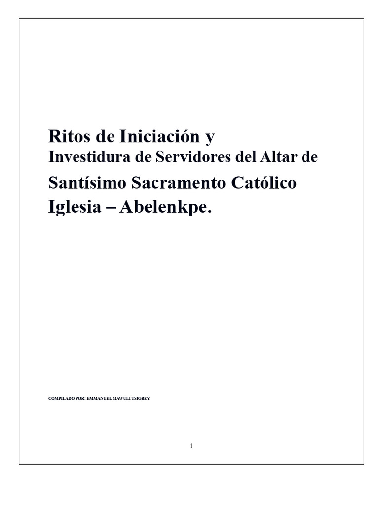 Ritos de Iniciación para Servidores del Altar | PDF | eucaristía ...