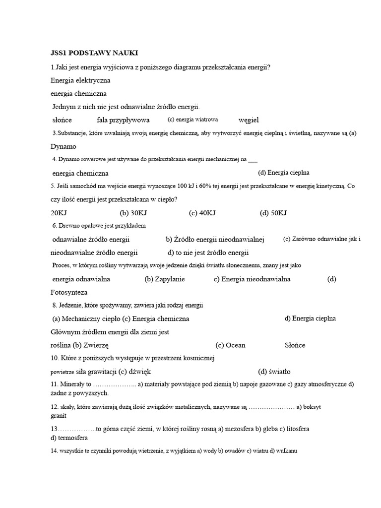 Jss1 Podstawowa Nauka | PDF