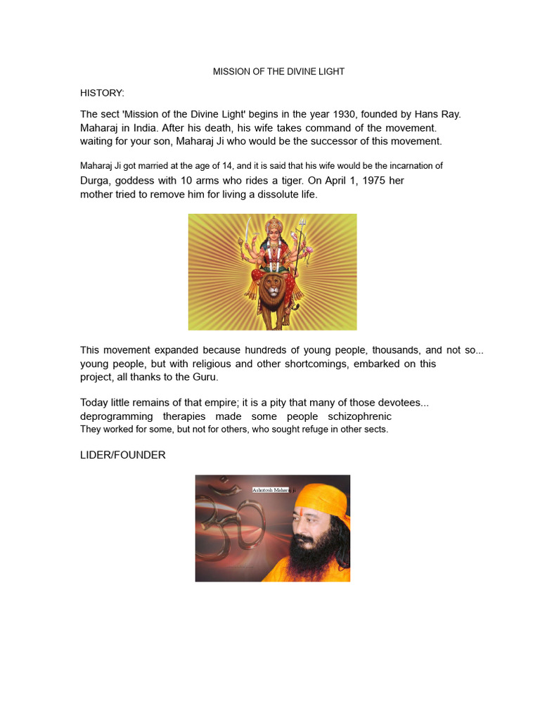 Mission of The Divine Light | PDF