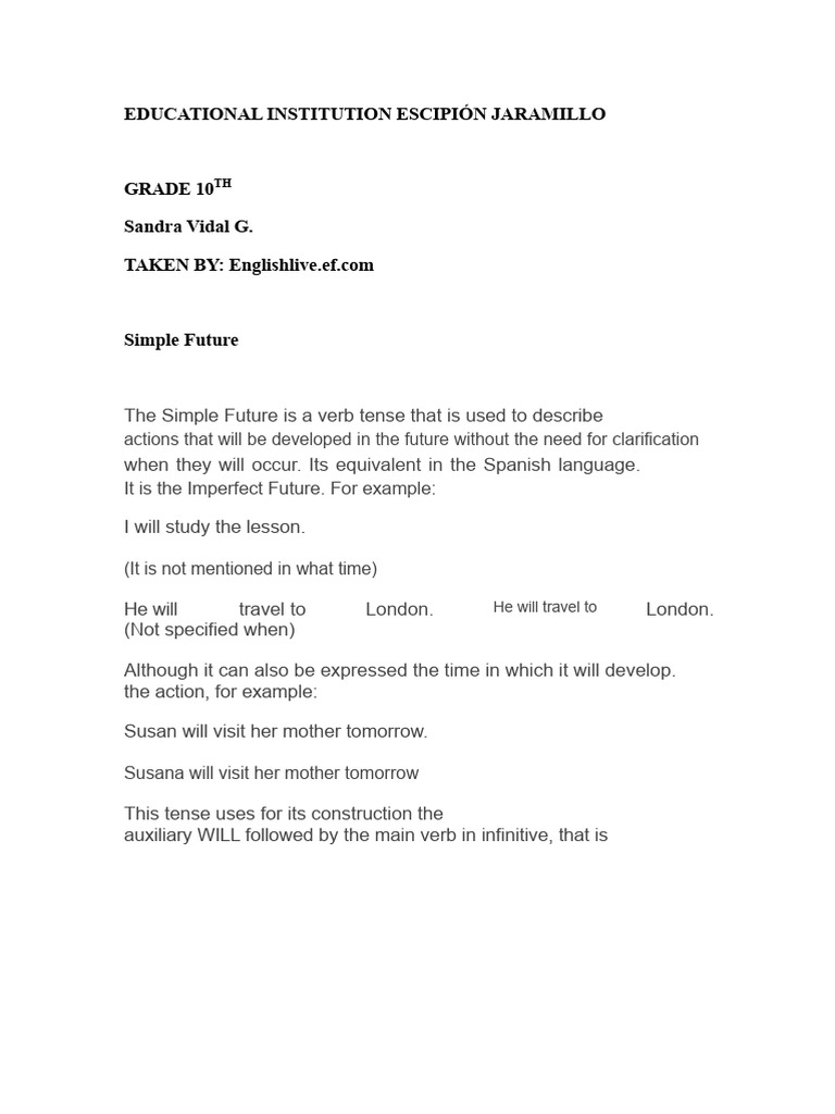 10th SIMPLE FUTURE. GOING TO. THEORY AND EXERCISES | PDF | Verb ...