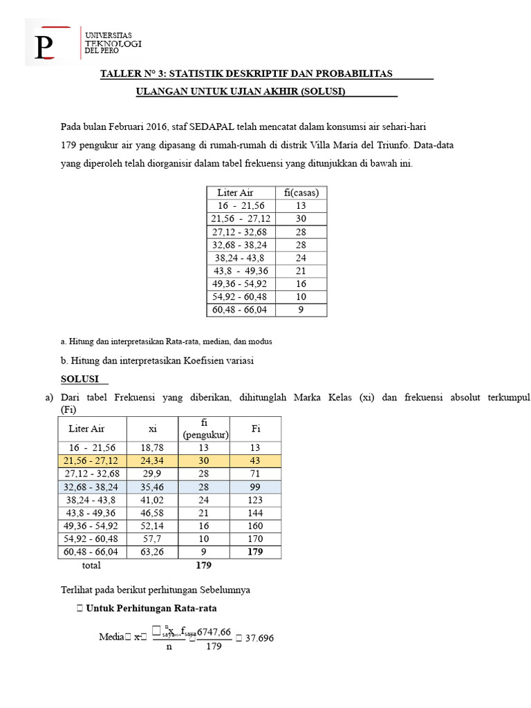 Solusi Latihan Ex Final Est Desc y Prob PDF | PDF