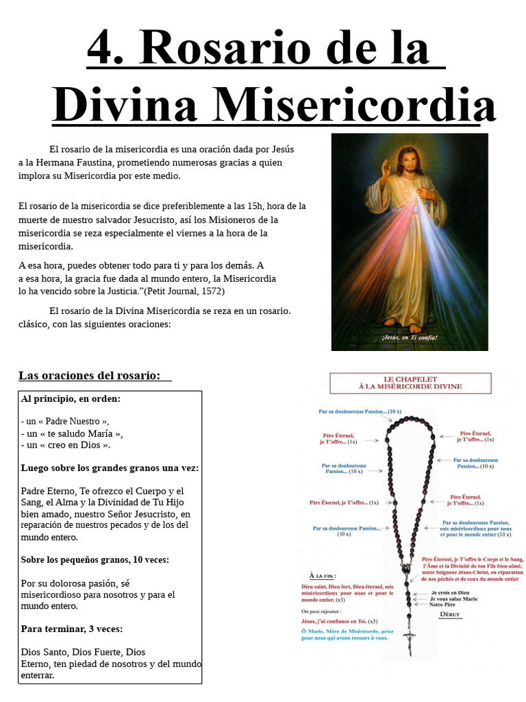 Rosario De La Divina Misericordia Pdf María Madre De Jesús Oración