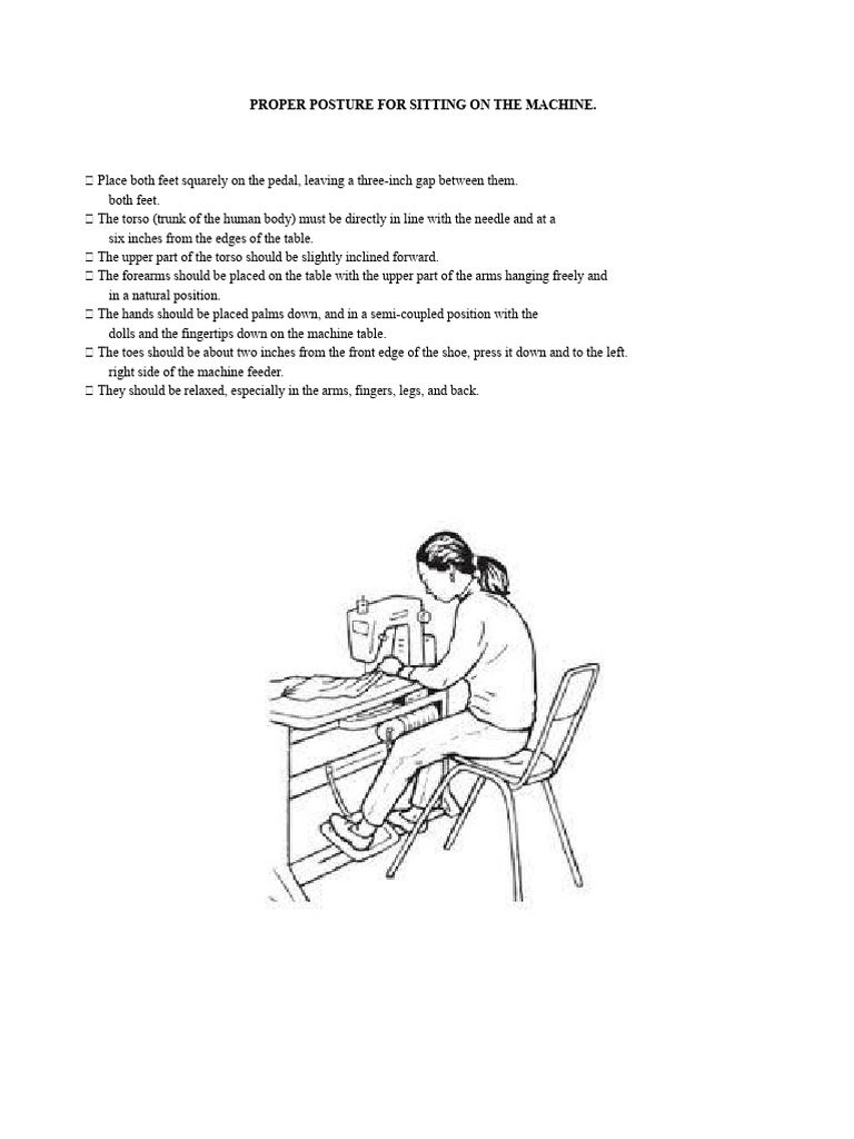 Proper Posture For Sitting On The Machine | PDF | Sewing Machine ...