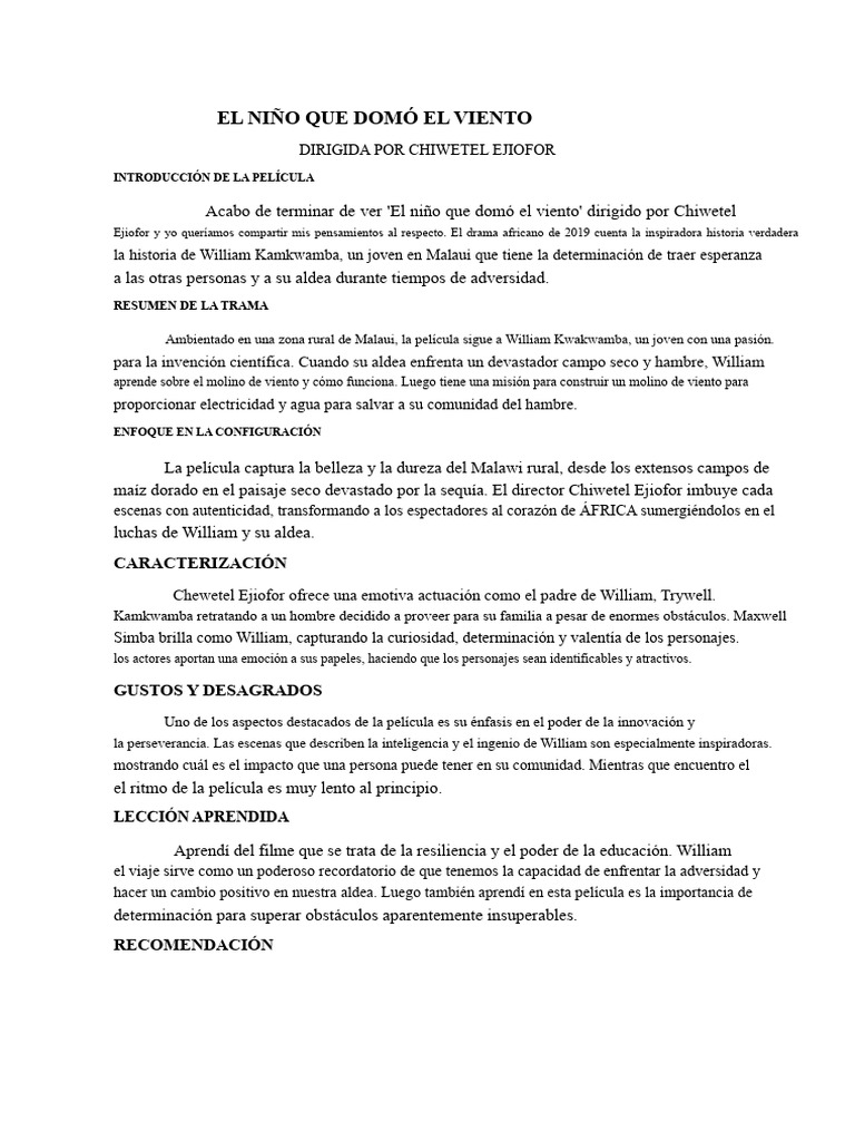 El Chico Que Domó El Viento | PDF