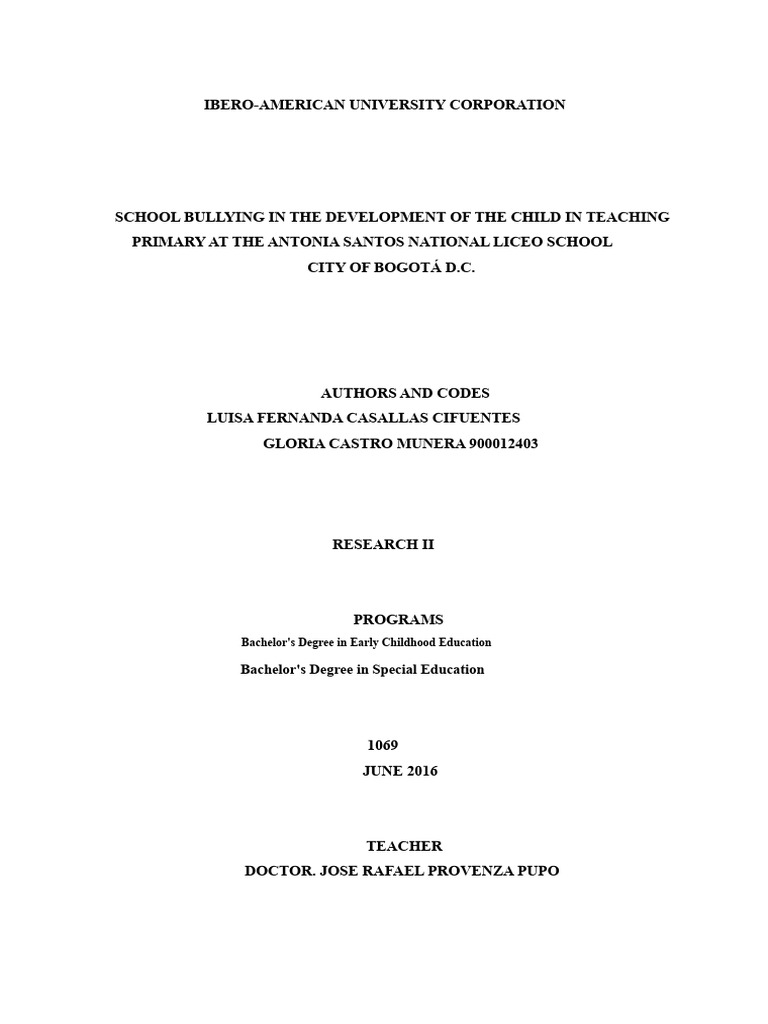 School Bullying Final Project | PDF | Bullying | Violence
