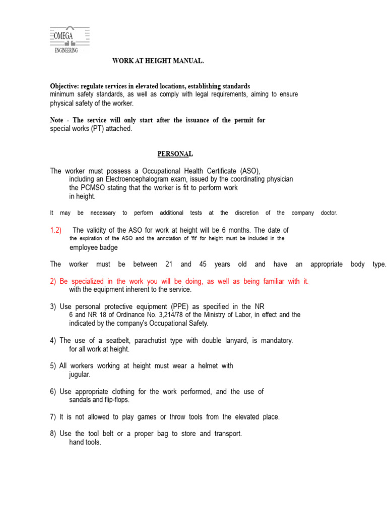 Work at Height Safety Guidelines | PDF | Scaffolding | Stairs