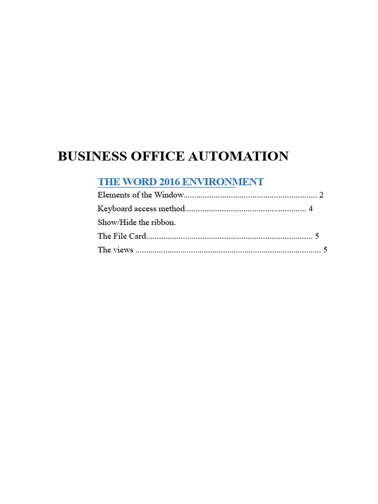 1 - The Word 2016 Environment | PDF | Microsoft Word | Button (Computing)