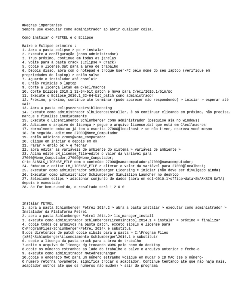 Instalação do PETREL e Eclipse Passo a Passo | PDF | Eclipse (software ...