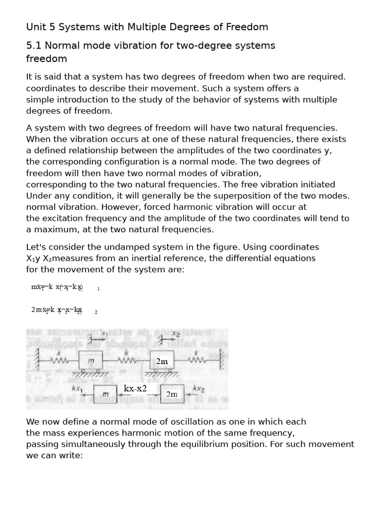 Unit 5 Systems of Multiple Degrees of Freedom | PDF | Normal Mode | Oscillation