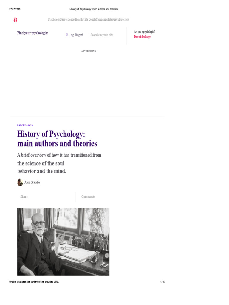History of Psychology - Authors and Main Theories | PDF | Psychology | Mind