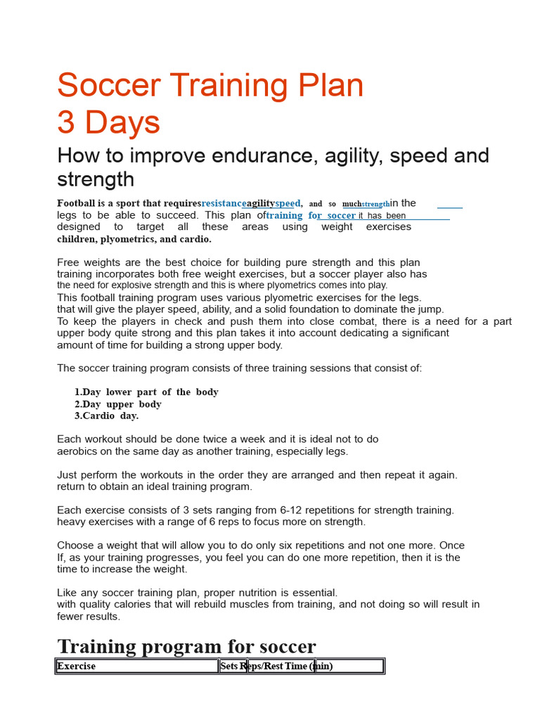 Soccer Speed and Agility Training Plan | PDF | Strength Training ...