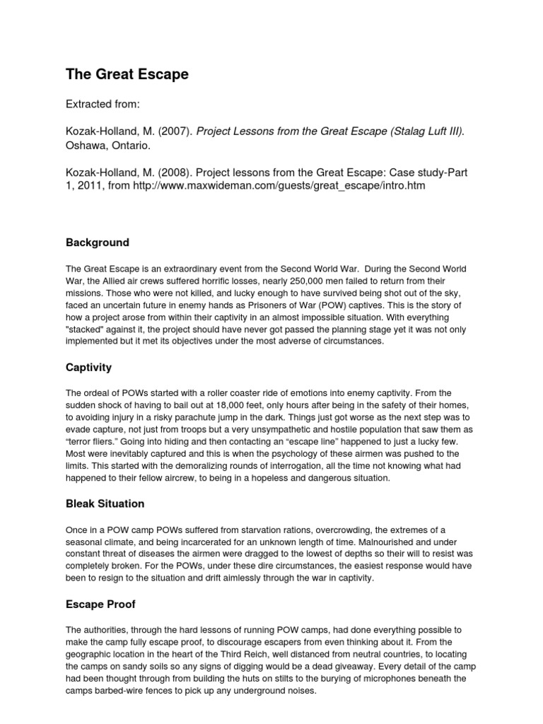 The Great Escape Case Study v1.2 | PDF | Top Down And Bottom Up Design ...
