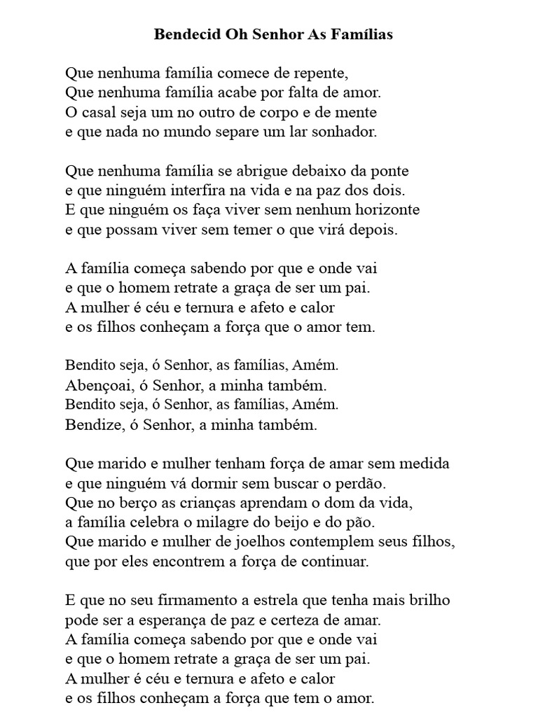 Abençoe, Ó Senhor, As Famílias | PDF