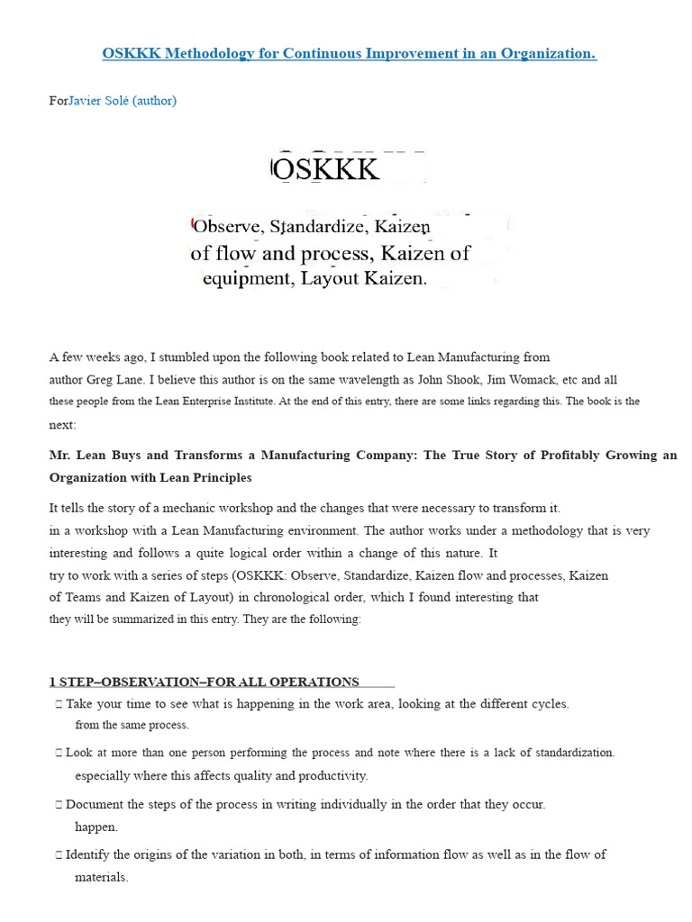 OSKKK Methodology For Implementing Continuous Improvement in An ...