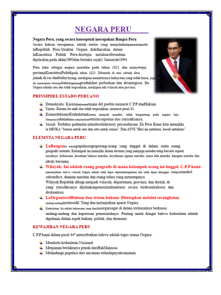 Struktur dan Prinsip Negara Peru | PDF