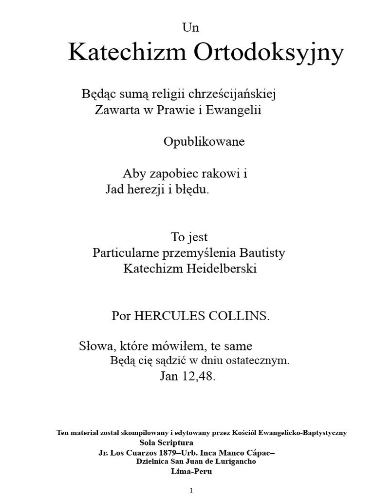 Katechizm Prawosławny Hercules Collins | PDF