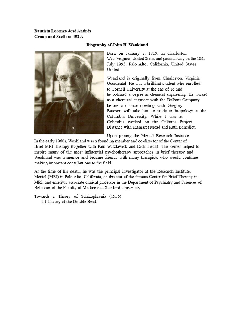 Biography of John H. Weakland | PDF