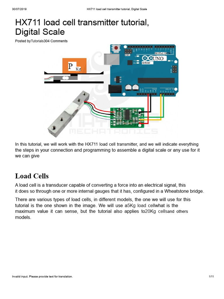 HX711 Load Cell Scale Connection Guide | PDF | Weighing Scale | Arduino
