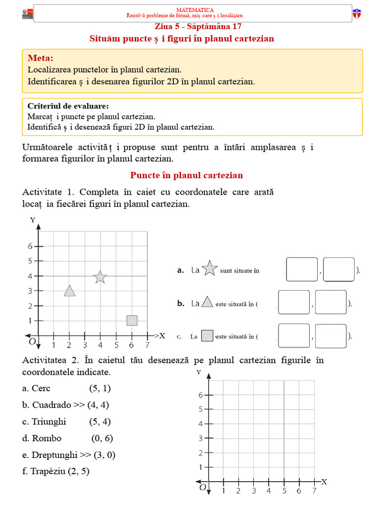 D5. Plasăm Puncte Și Figuri În Planul Cartezian. M | PDF