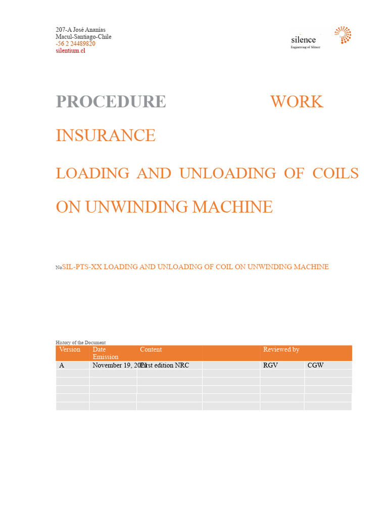 SIL-PTS-xx LOADING AND UNLOADING OF COIL ON UNWINDING MACHINE | PDF ...