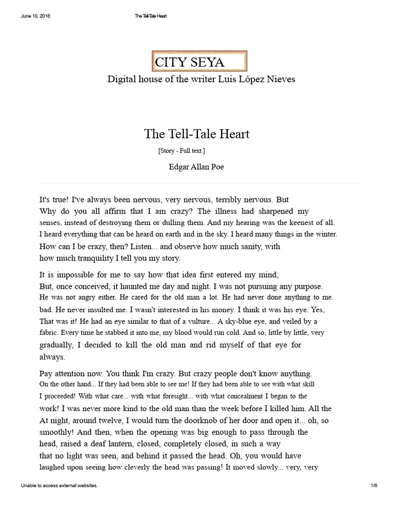 The Tell-Tale Heart - Edgar Allan Poe - Ciudad Seva - Luis López Nieves ...