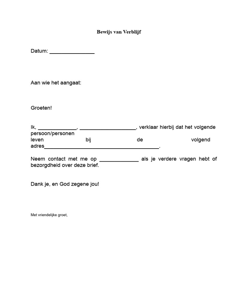 Bewijs Van Verblijf | PDF
