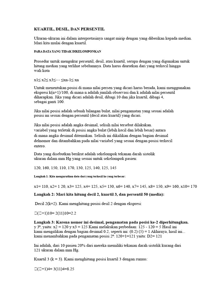 Kuartil, Desil, Dan Persentil | PDF