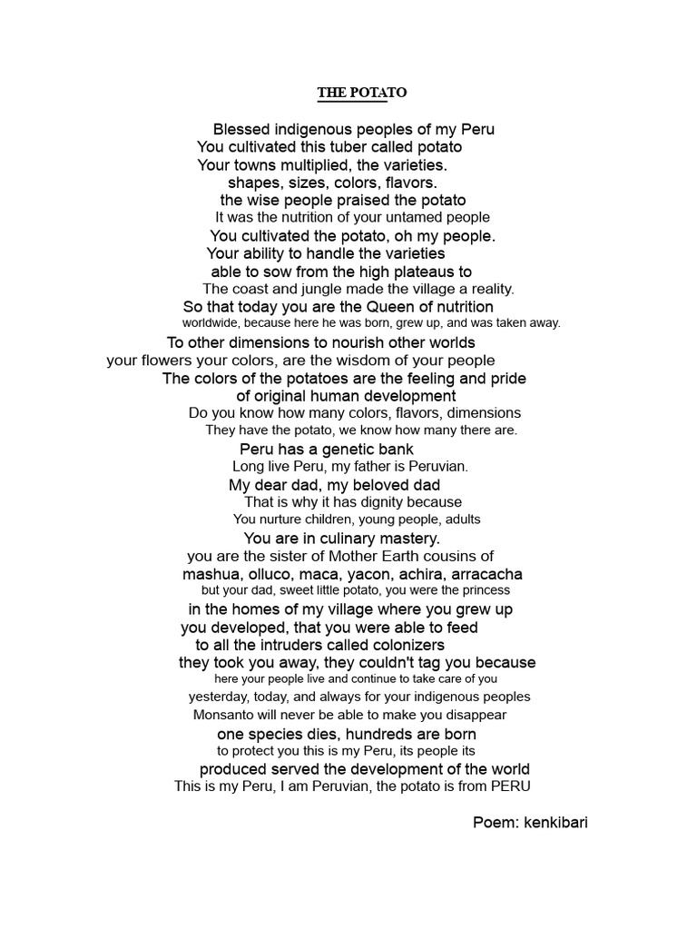 THE POTATO-Poem | PDF