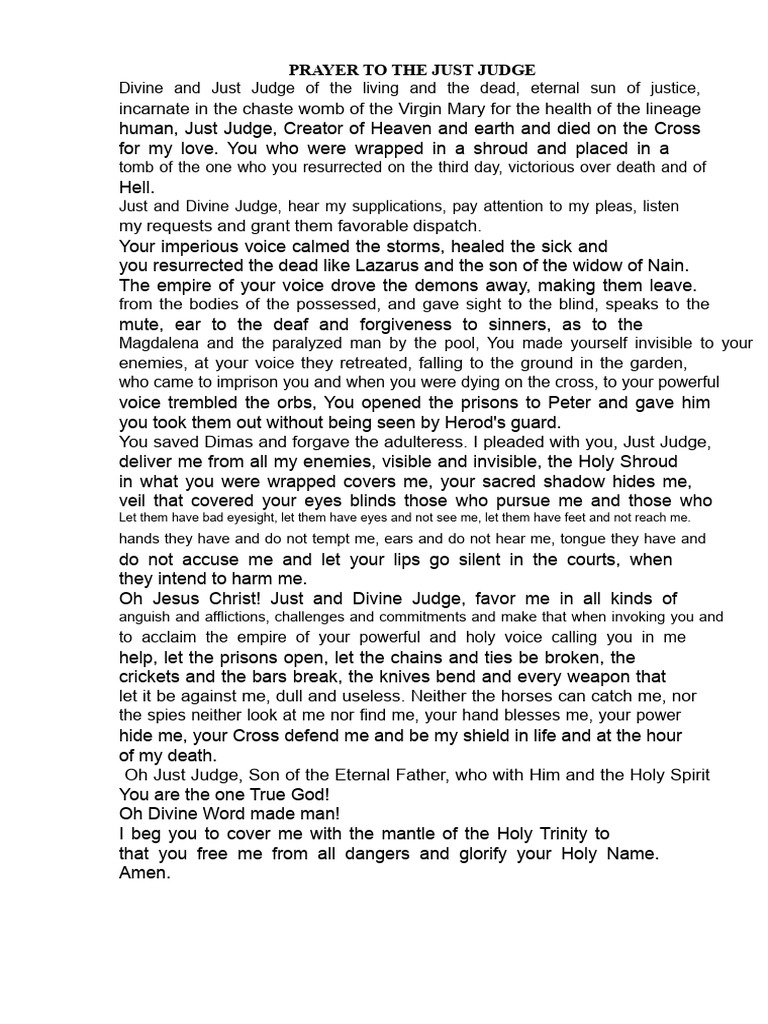 Prayer To The Just Judge | PDF | Jesus | Resurrection Of Jesus