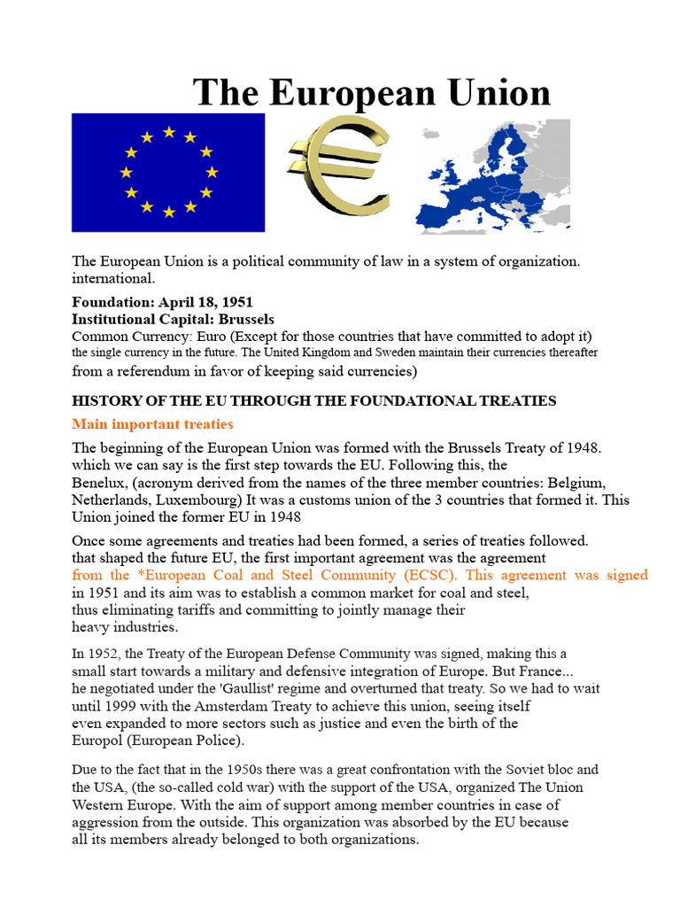 Overview of the European Union History | PDF | European Union ...