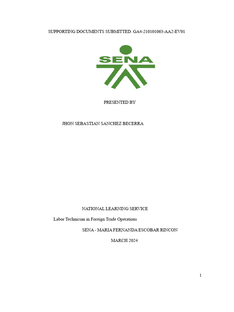 Supporting Documents Submitted. GA4-210101063-AA2-EV01 | PDF | Customs | Business