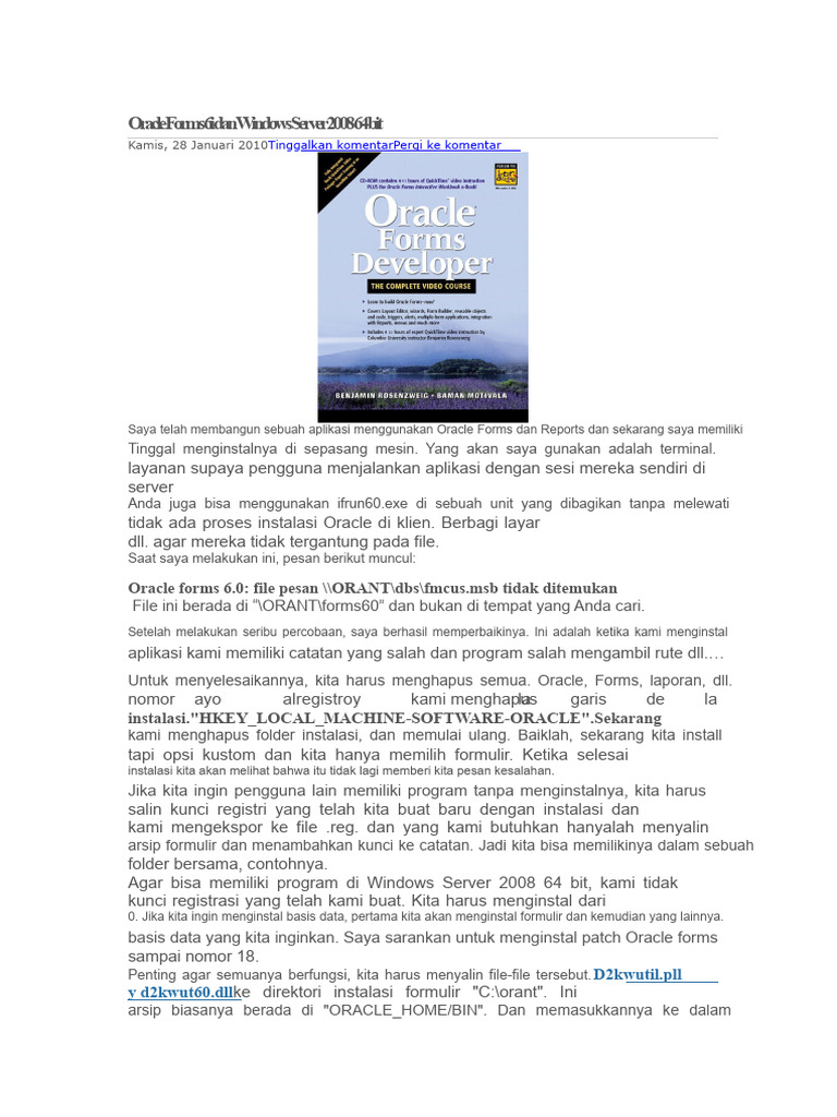 Oracle Forms 6i Dan Windows Server 2008 64 Bit | PDF