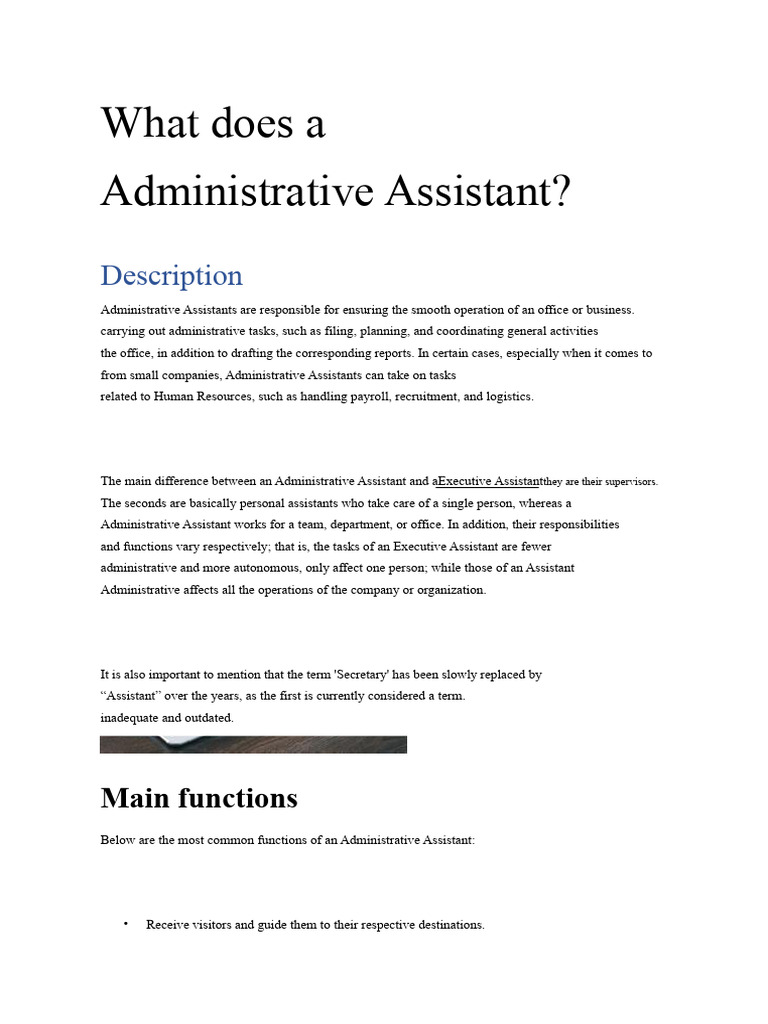 Administrative Assistant Job Overview | PDF | Databases | Business