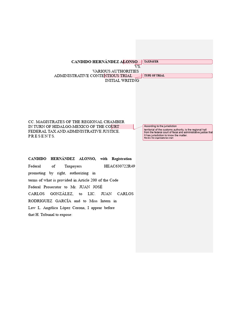 Model of Initial Writing For Administrative Contentious Trial | PDF ...
