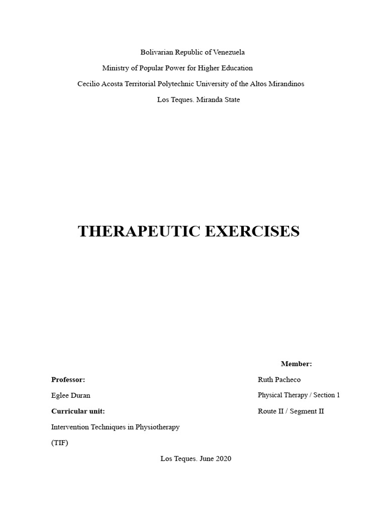 Unit 2. THERAPEUTIC EXERCISES | PDF | Anatomical Terms Of Motion ...