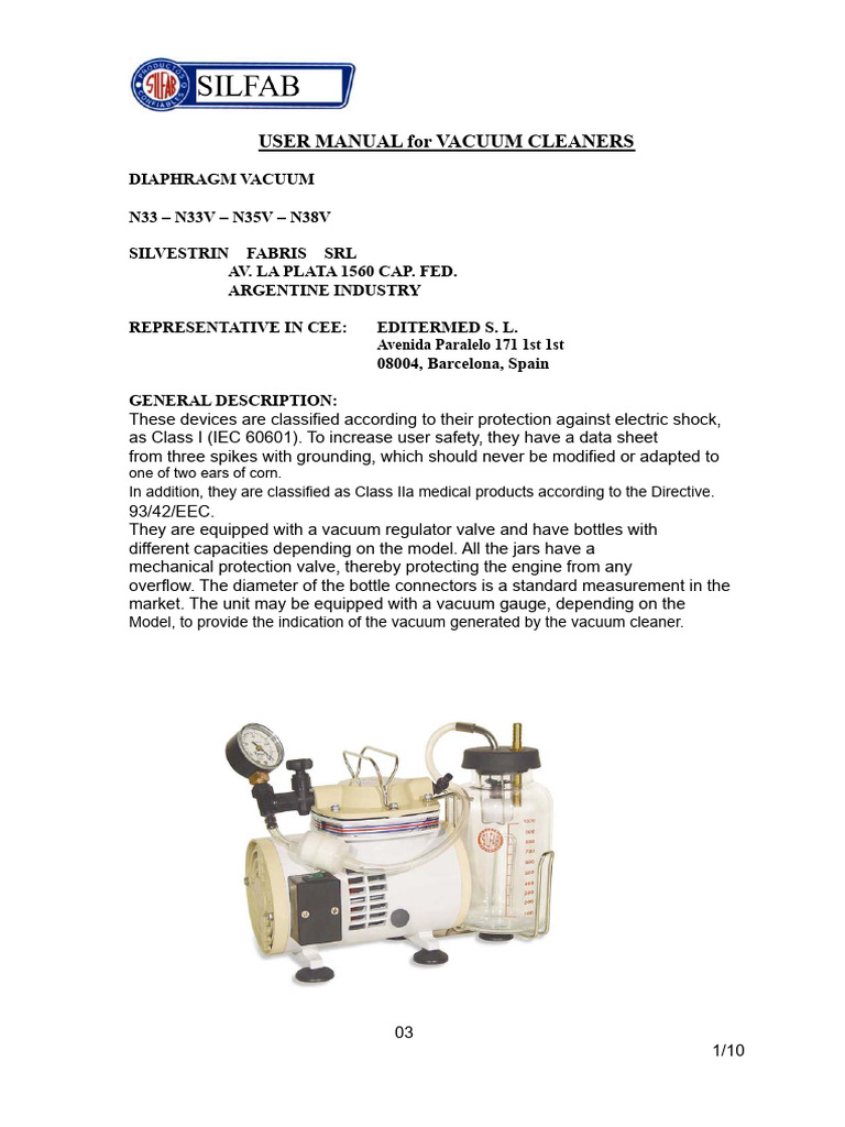 Diaphragm Vacuum Cleaner User Manual | PDF | Vacuum Cleaner | Mains ...