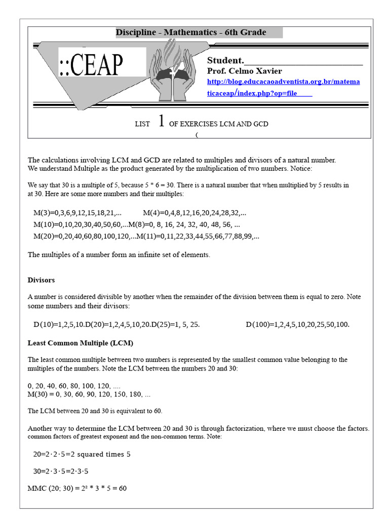 Problems Involving LCM and GCD Marco | PDF | Number Theory | Arithmetic
