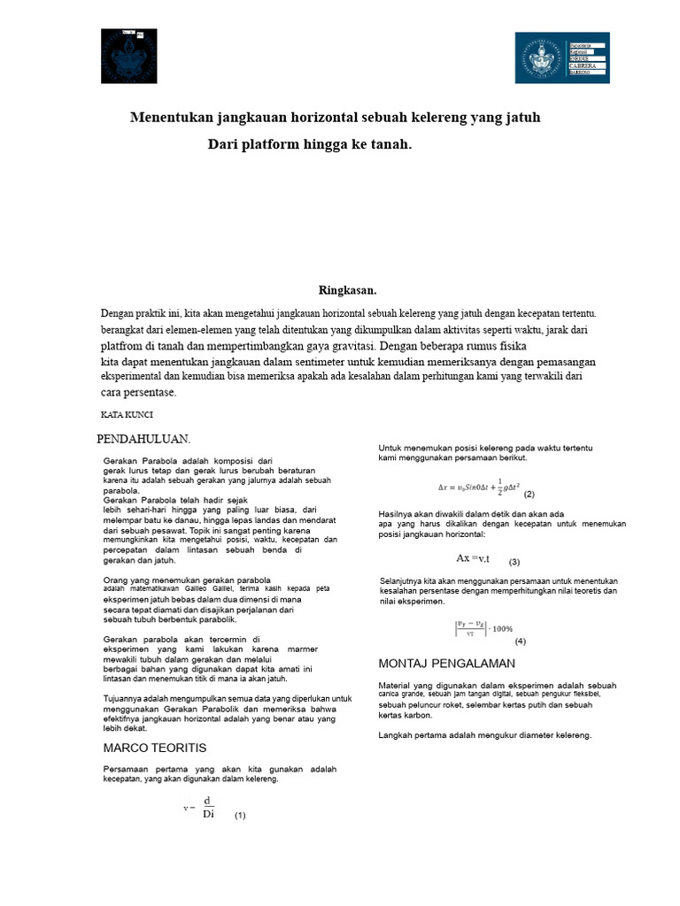 Jangkauan Horizontal Kelereng Jatuh | PDF