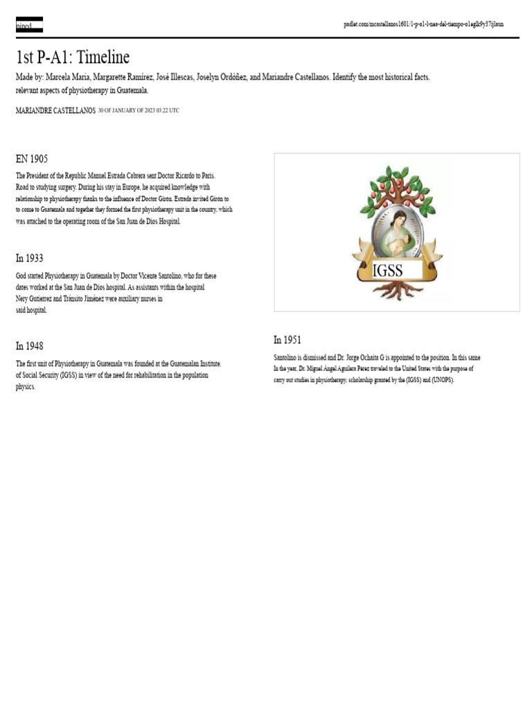 Timeline of F in Gua 2.02 | PDF | Physical Therapy | Guatemala