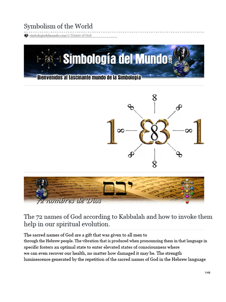 72 Sacred Names of God in Kabbalah | PDF | Names Of God In Judaism ...