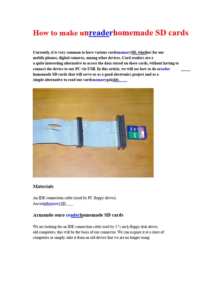 How To Make A Homemade SD Card Reader | PDF