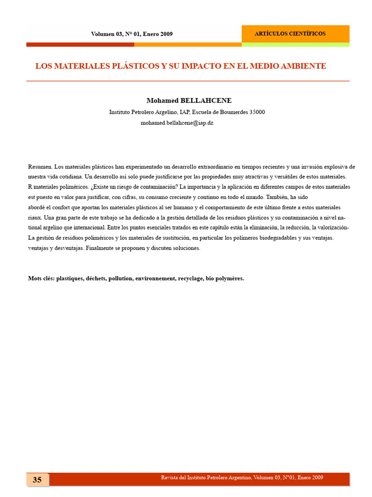 Impacto Ambiental de los Plásticos | PDF | El plastico | Residuos