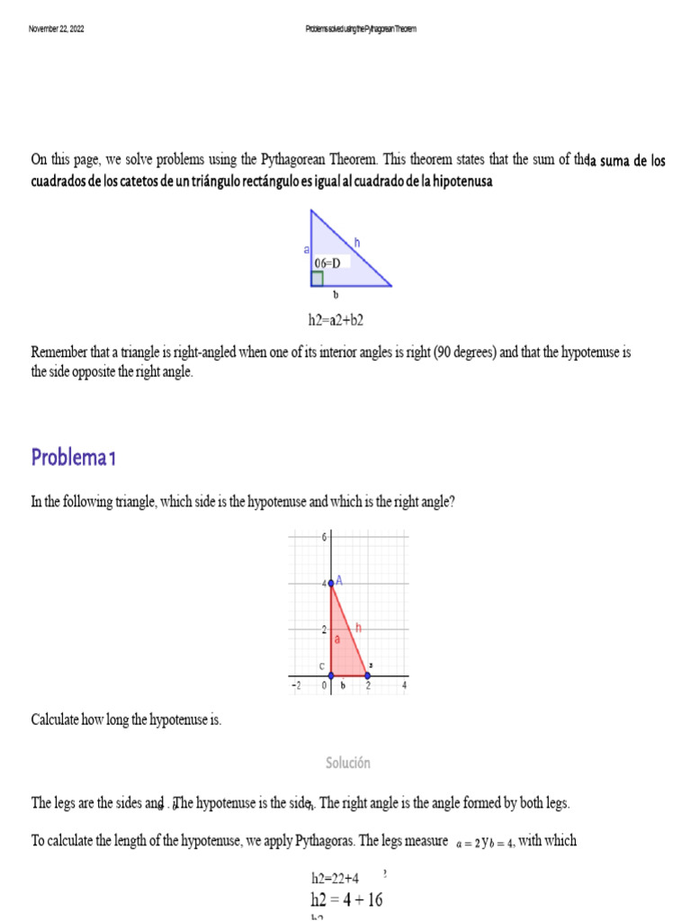 Pythagorean Theorem Problem Solutions | PDF | Euclidean Geometry ...