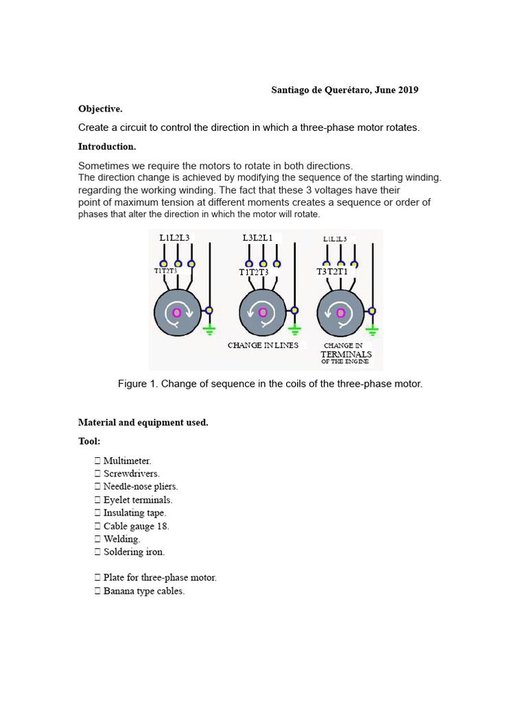 Control Circuit for Three-Phase Motor Rotation | PDF | Power (Physics ...