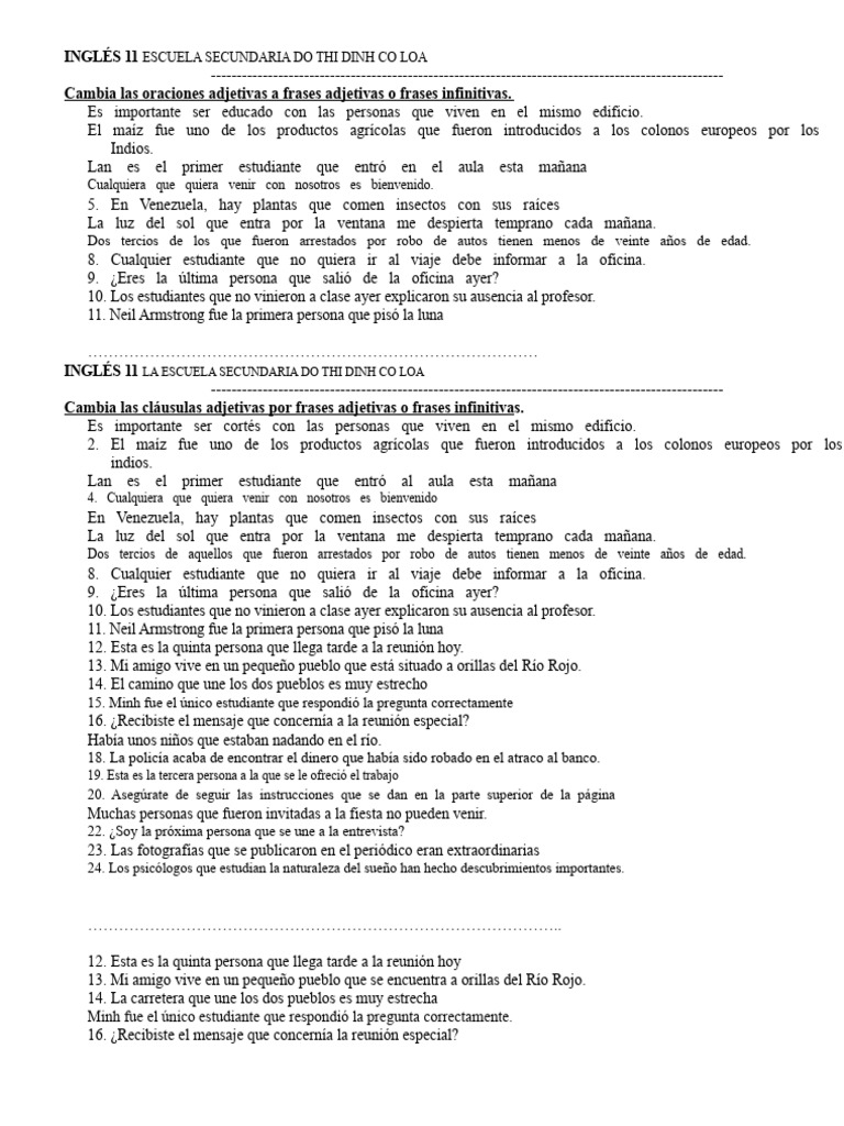 Cambios de Cláusulas Adjetivas en Inglés | PDF | Neil Armstrong