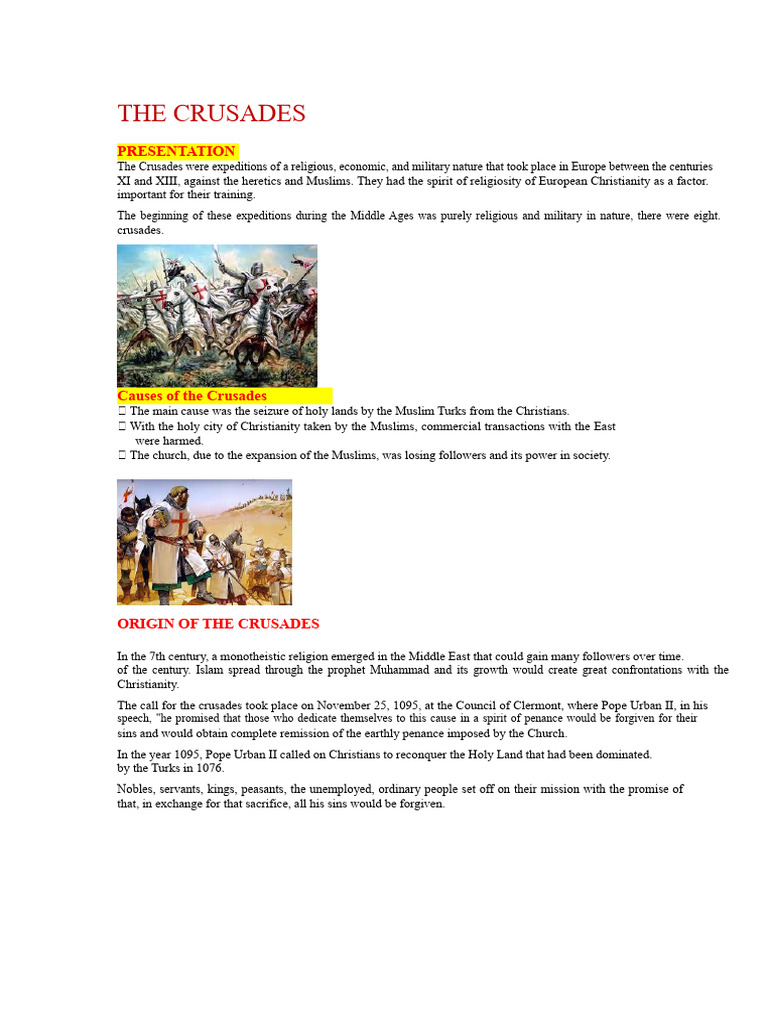 The Crusades Summary For Triptych | PDF | Crusades | Middle Ages