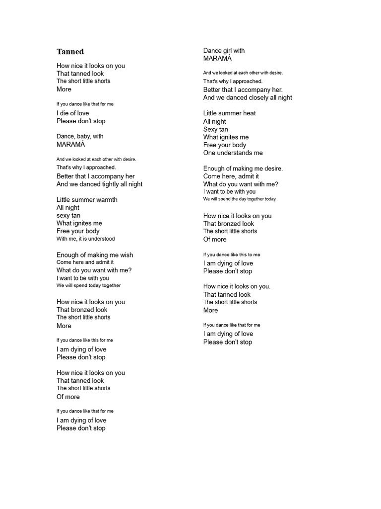 Marama Lyrics: Dance and Desire | PDF