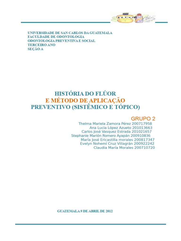 História Do Flúor | PDF | Dente humano | Flúor